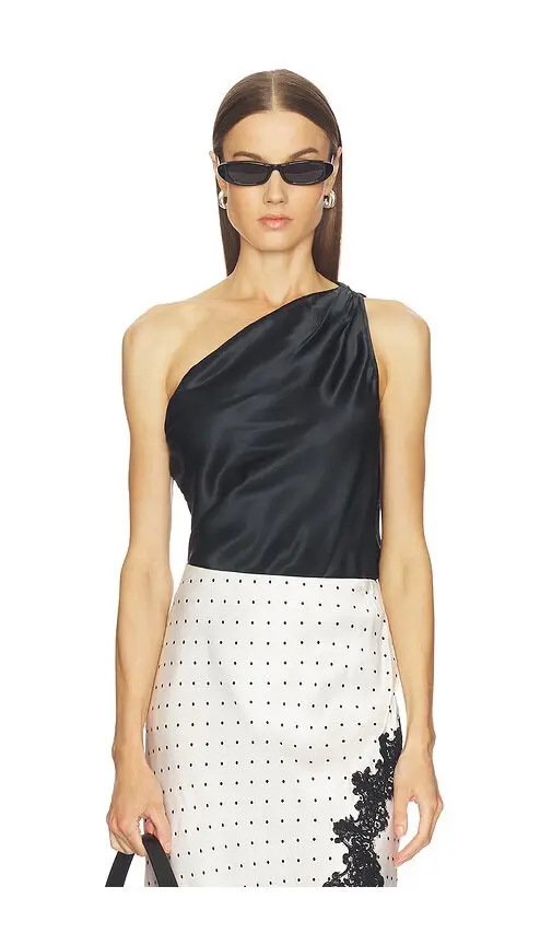 Cami Nyc Darby One-shoulder Silk Bodysuit - Black