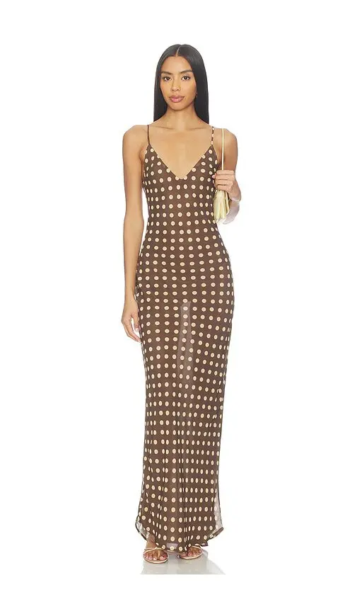 BELLA VENICE X Jordan Long Dress - Chocolate Brown & Yellow