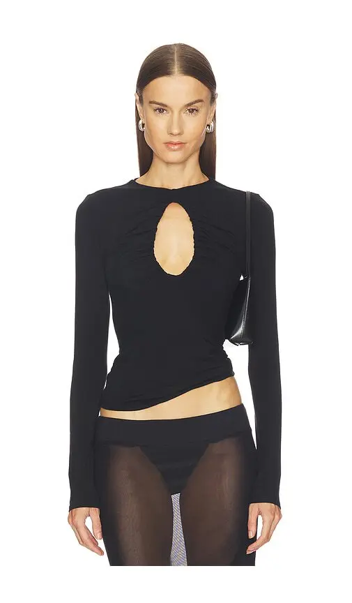 THE LINE BY K Demi Keyhole Top - Black