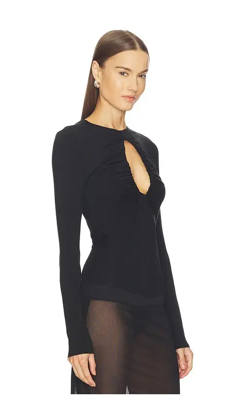 THE LINE BY K Demi Keyhole Top - Black
