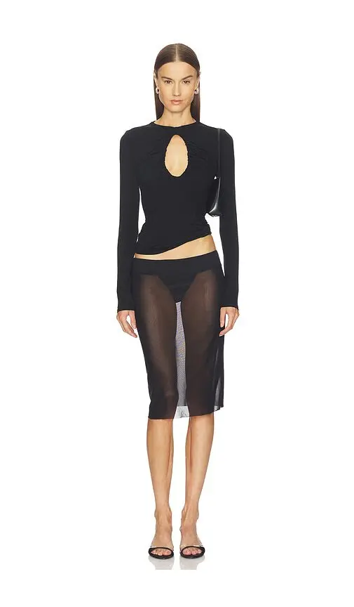 THE LINE BY K Demi Keyhole Top - Black