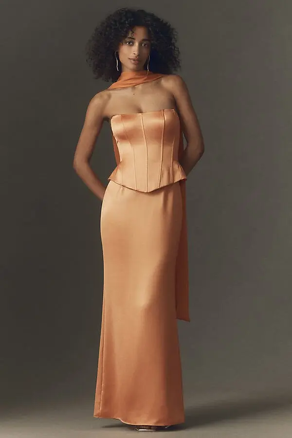 MARE MARE Mimi Satin Corset Dress - Rum