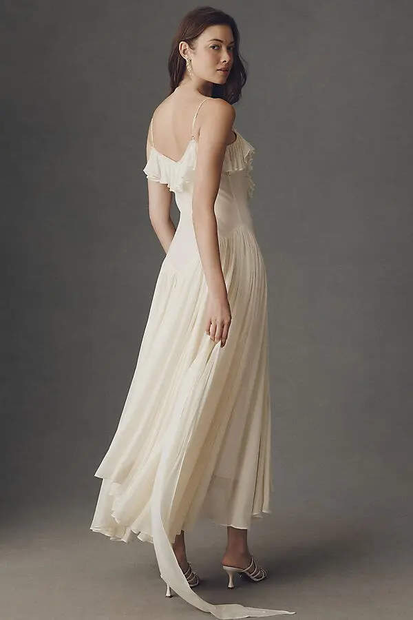 DE LA VALI Harmattan Basque-waist Scarf Maxi Dress
