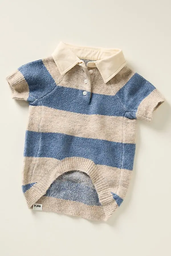 Anthropologie Striped Rugby Pet Sweater - Blue Stripe