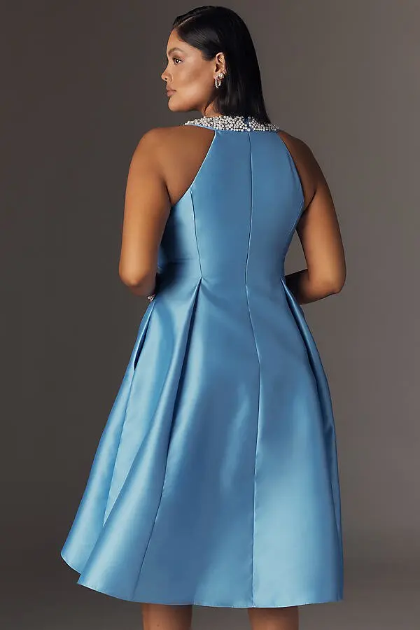 Adrianna Papell Plus Mikado Halter A-line Dress