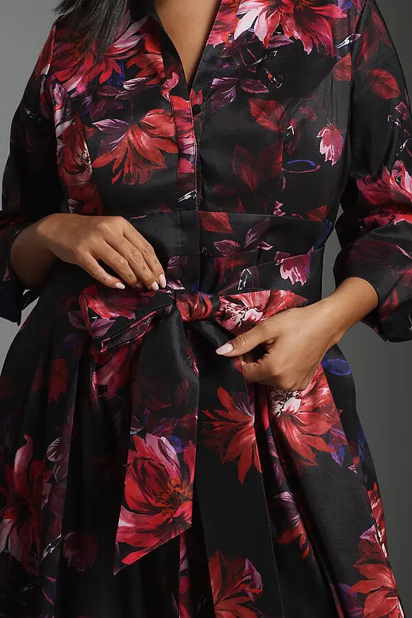 Adrianna Papell Long-sleeve Midi Shirt Dress