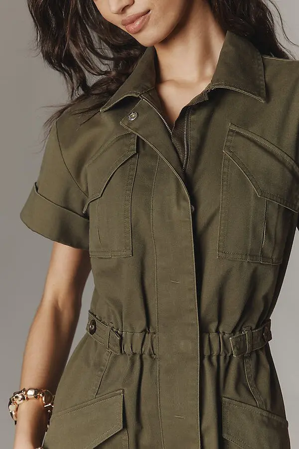 Derek Lam 10 Crosby Utility Mini Dress - Green | Editorialist