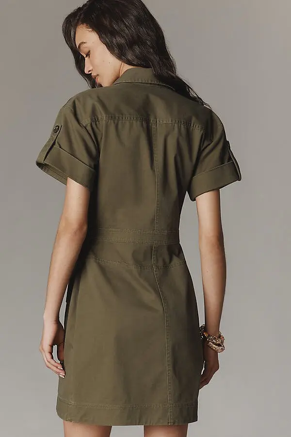 green emerald velvet dress Derek Lam 10 Crosby Grommet-Embellished Mini Shirt Dress Green Size 2 main image 0