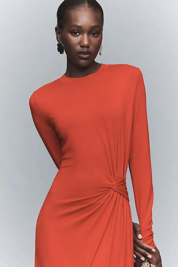 Derek Lam 10 Crosby Women's Avise Draped Jersey Midi-Dress - Poppy Red - Size Xs