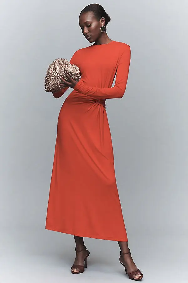 Derek Lam 10 Crosby Jersey Knit Long-Sleeve Midi Dress - Red | Editorialist