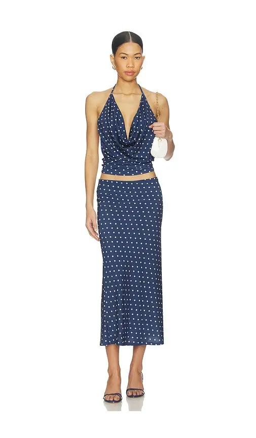 BELLA VENICE X Revolve Elsa Halter Neck Top - Navy
