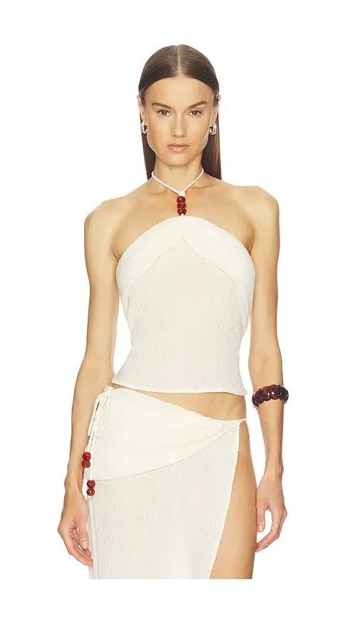 Magda Butrym Top With Beaded Detailing - Cream