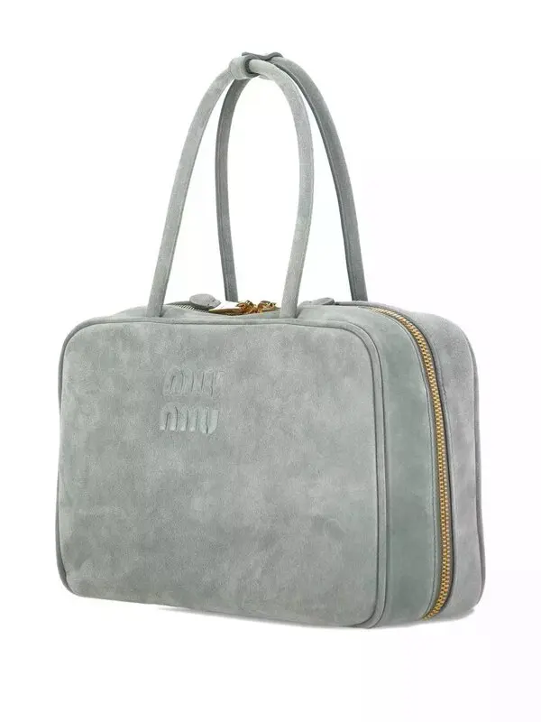 Miu Miu Embossed Logo Suede Tote