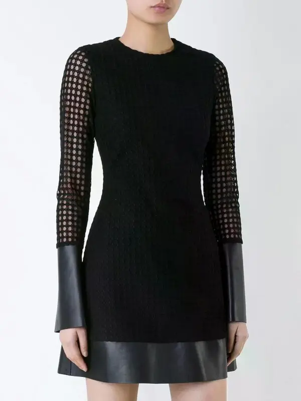David Koma Mesh Sleeve Flared Mini Dress