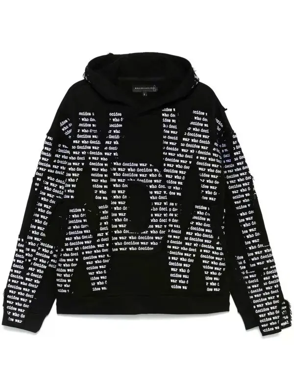 WHO DECIDES WAR BY EV BRAVADO Overlay Hoodie - Black