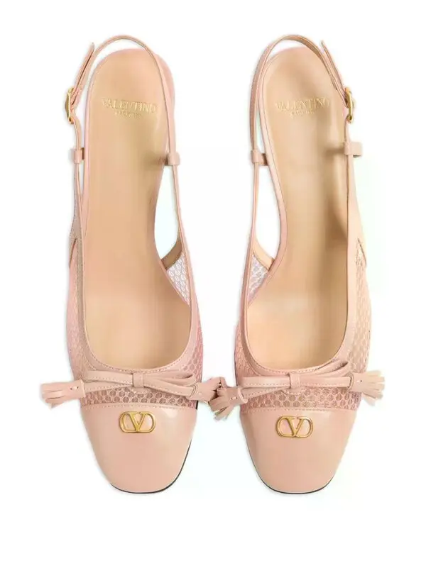 Valentino Garavani Slingback Pumps In Mesh And Kidskin