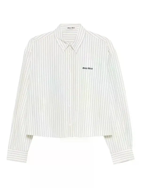Miu Miu Striped Cotton Shirt - Neutrals