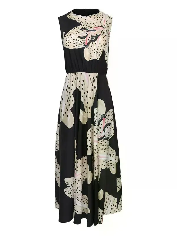 Giambattista Valli Floral Print Midi Dress - Black