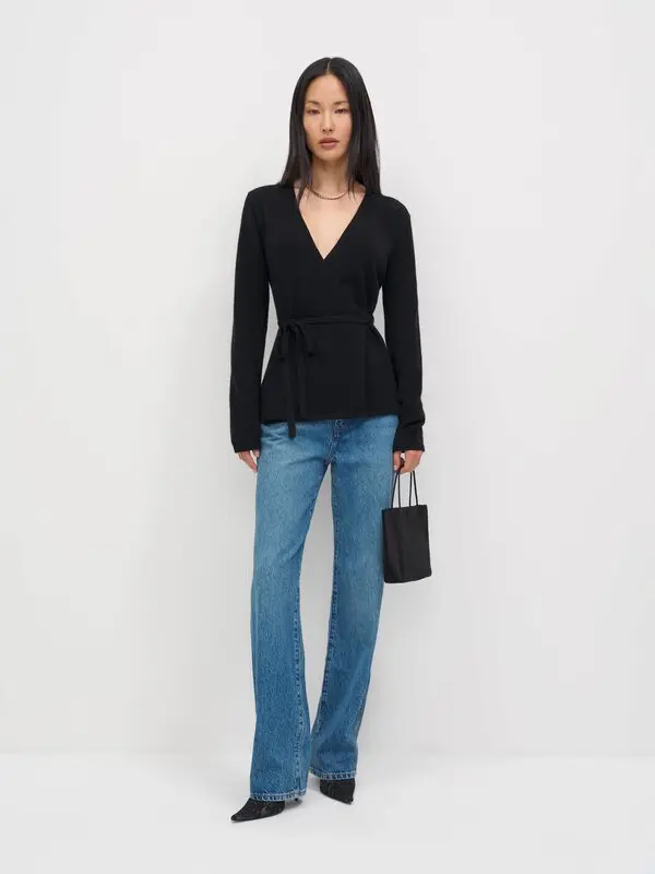 REFORMATION Miley Cashmere Wrap Sweater - Black