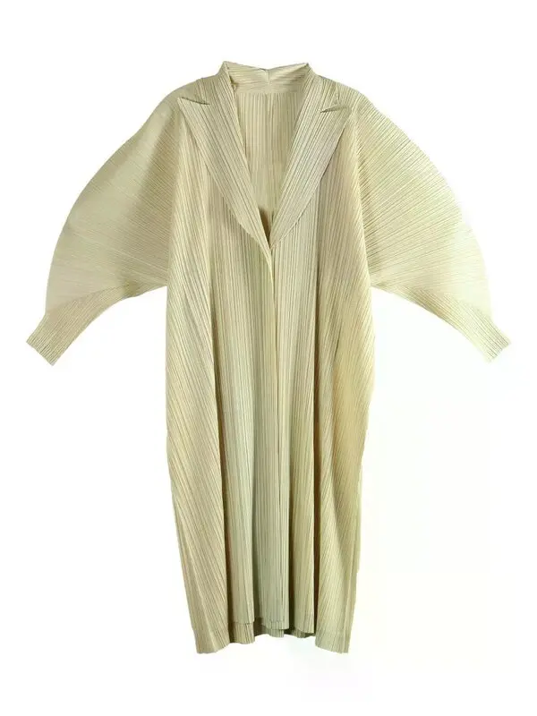 Issey Miyake Pleated Single-breasted Coat - Neutrals
