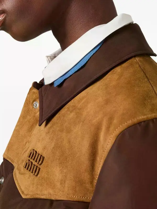 Miu Miu Logo-detail Padded Jacket - Brown