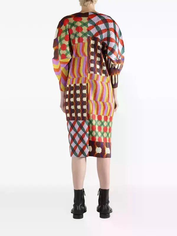 Issey Miyake Printed Button-up Pleated Coat
