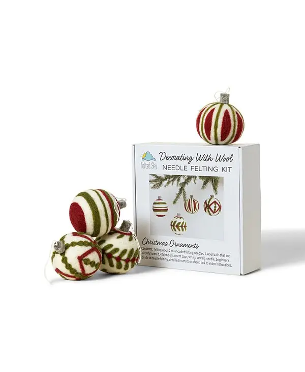 UNCOMMON GOODS Set Of 4 Festive Ornaments Beginners Needle Felted Sky - Multi