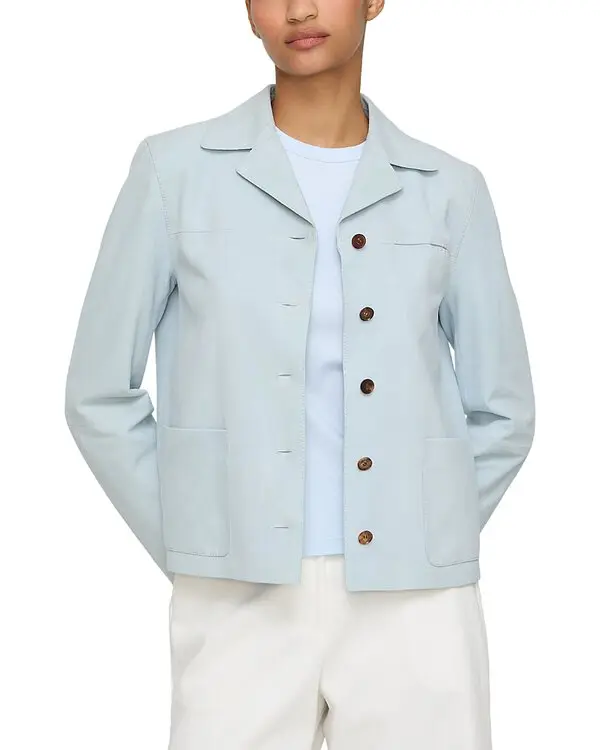 Lafayette 148 New York Notch Lapel Patch Pocket Jacket - Glacier Blue