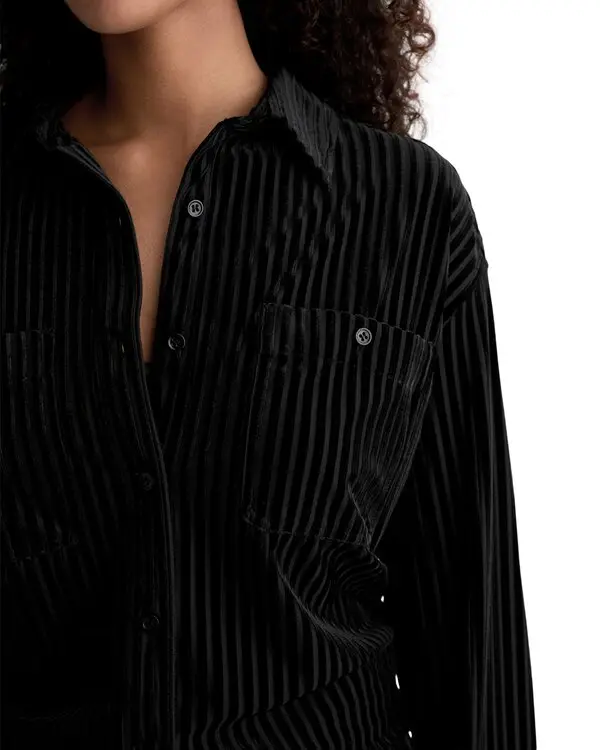 Ag Flocked Velvet Striped Shirt