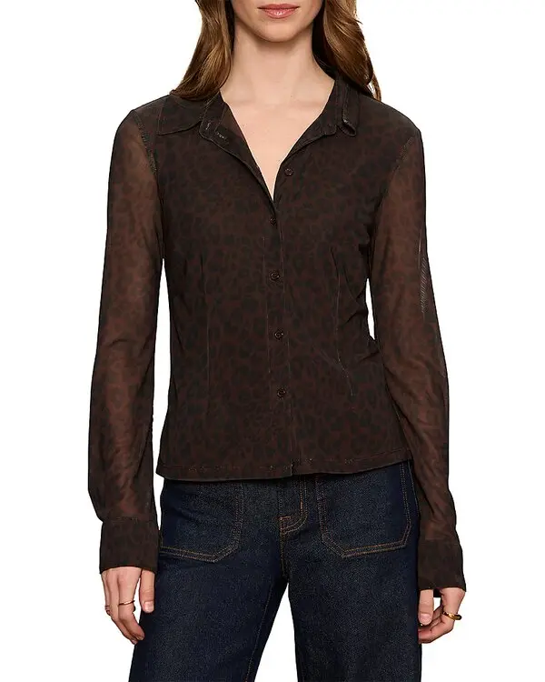 Sanctuary Fitted Mesh Top - Espresso