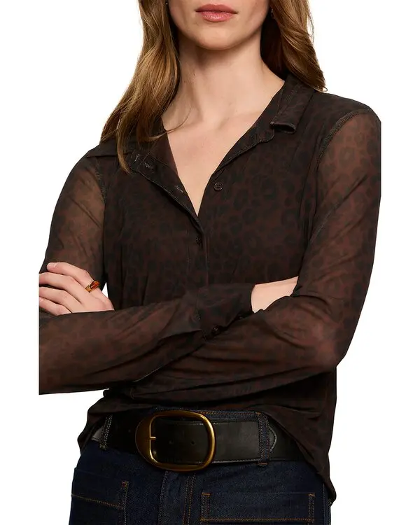 Sanctuary Fitted Mesh Top - Espresso