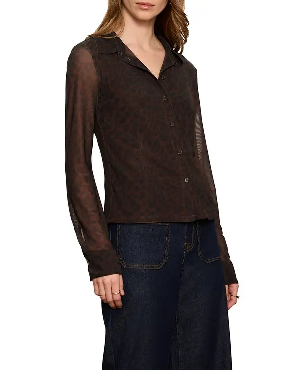 Sanctuary Fitted Mesh Top - Espresso