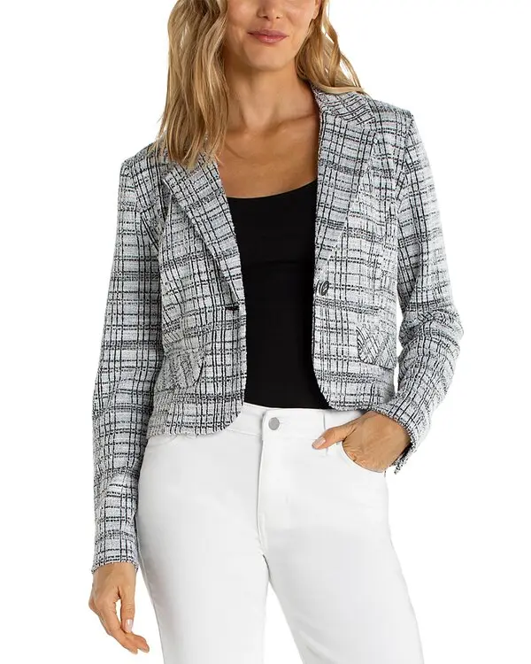 LIVERPOOL Cropped Blazer - Plaid