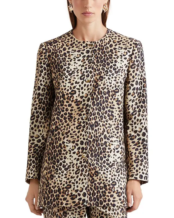 Marella Animal Print Linen Blend Jacket