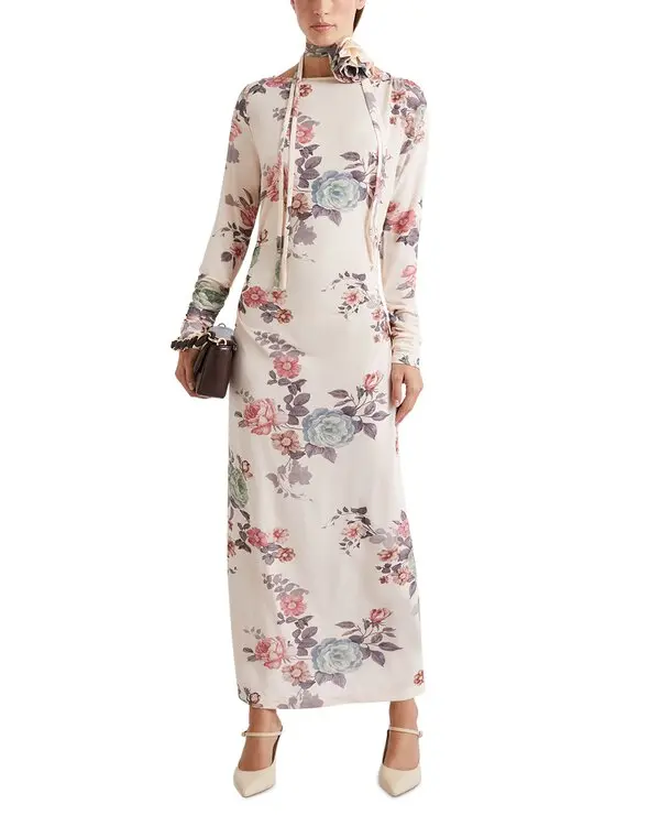 Marella Rosette Neck Maxi Dress