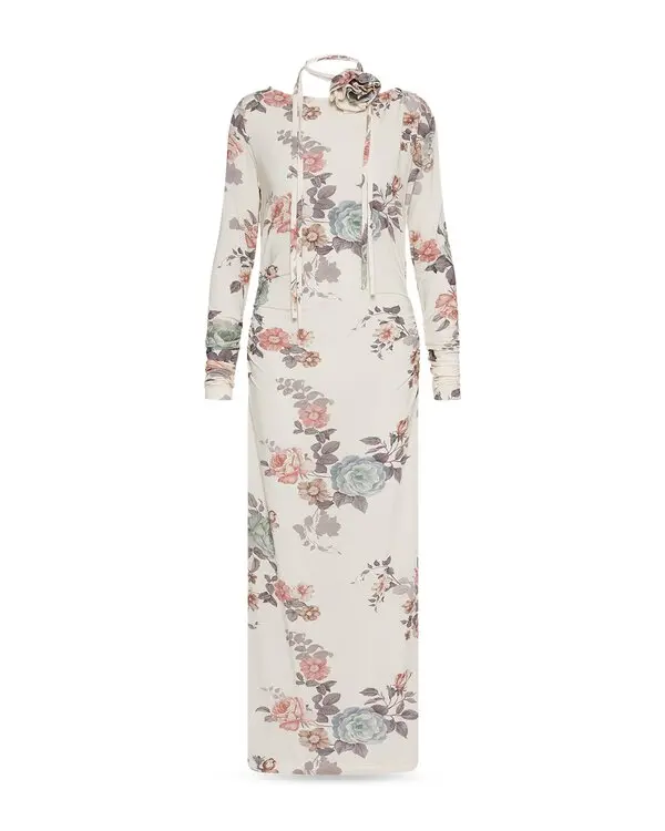 Marella Rosette Neck Maxi Dress