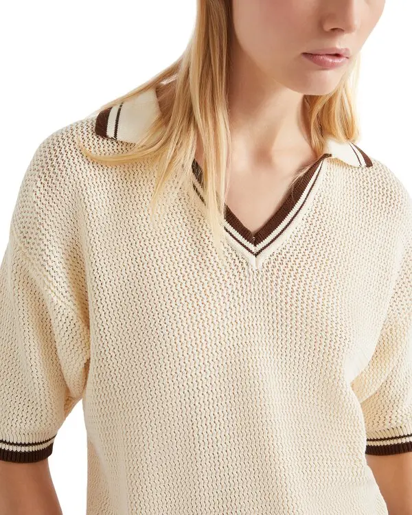 Marella Collared Half-sleeve Knit Top