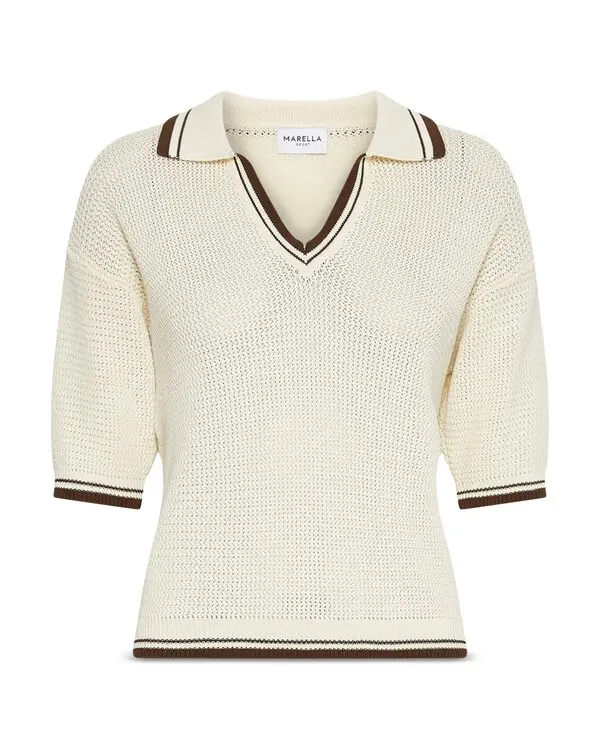 Marella Collared Half-sleeve Knit Top