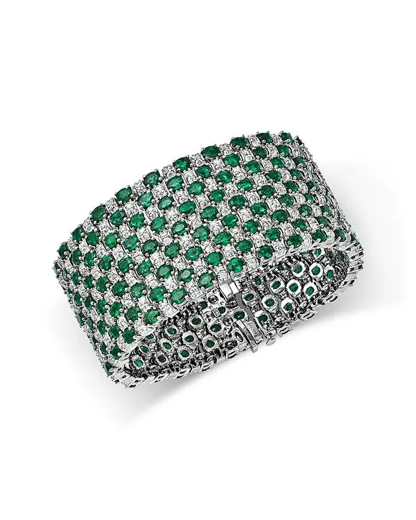Bloomingdale'S Emerald & Diamond Multirow Bracelet - Green/white