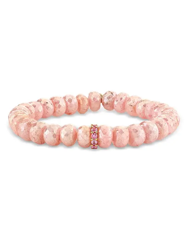SYDNEY EVAN 14k Yellow Gold Pink Sapphire And Pink Grapolite Rondelle Bracelet - Pink/gold