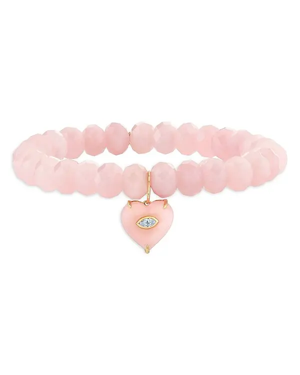 SYDNEY EVAN 14k Yellow Gold Diamond, Opal & Rose Quartz Bracelet - Pink