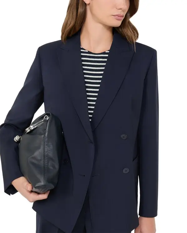 Max Mara Wkdzinnia Double Breasted Blazer - Navy
