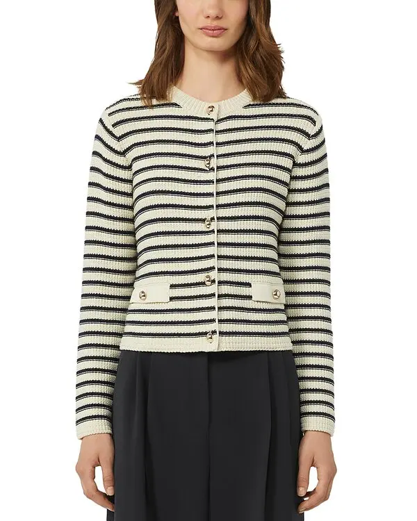 Max Mara Vodka Striped Cardigan Sweater - Navy
