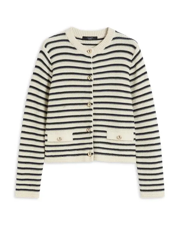 Max Mara Vodka Striped Cardigan Sweater - Navy