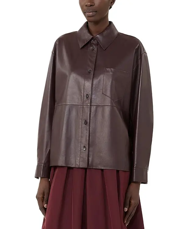 Max Mara Wkdscatola Leather Jacket - Bordeaux