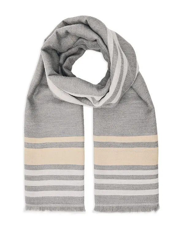 REISS Camila Border Detail Scarf - Grey
