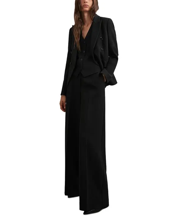 REISS Gabi Wide Leg Trousers - Black