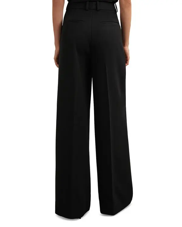 REISS Gabi Wide Leg Trousers - Black