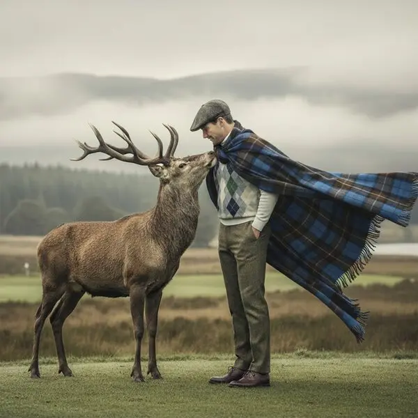 PRINCE OF SCOTS Tartan Reversible Double Merino Wool Throw - Blue Buchanan