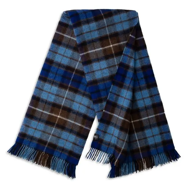 PRINCE OF SCOTS Tartan Reversible Double Merino Wool Throw - Blue Buchanan